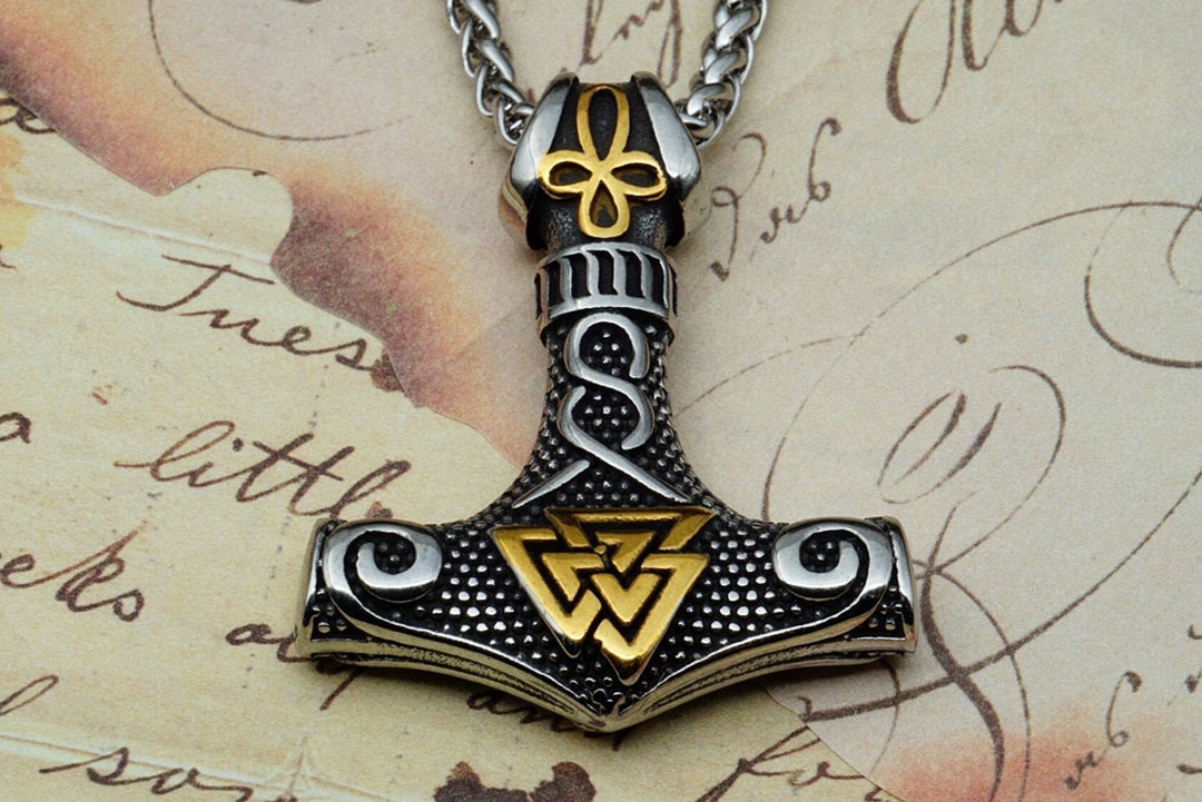 Mjolnir Pendant, Thor Hammer Necklace, Mjolnir Necklace, Valknut ...