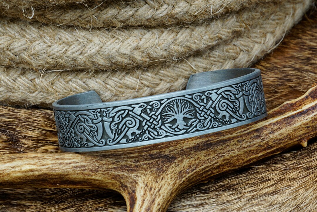 Life Tree Bracelet - Raven Wristlet - Yggdrasil Armband - Norse ...