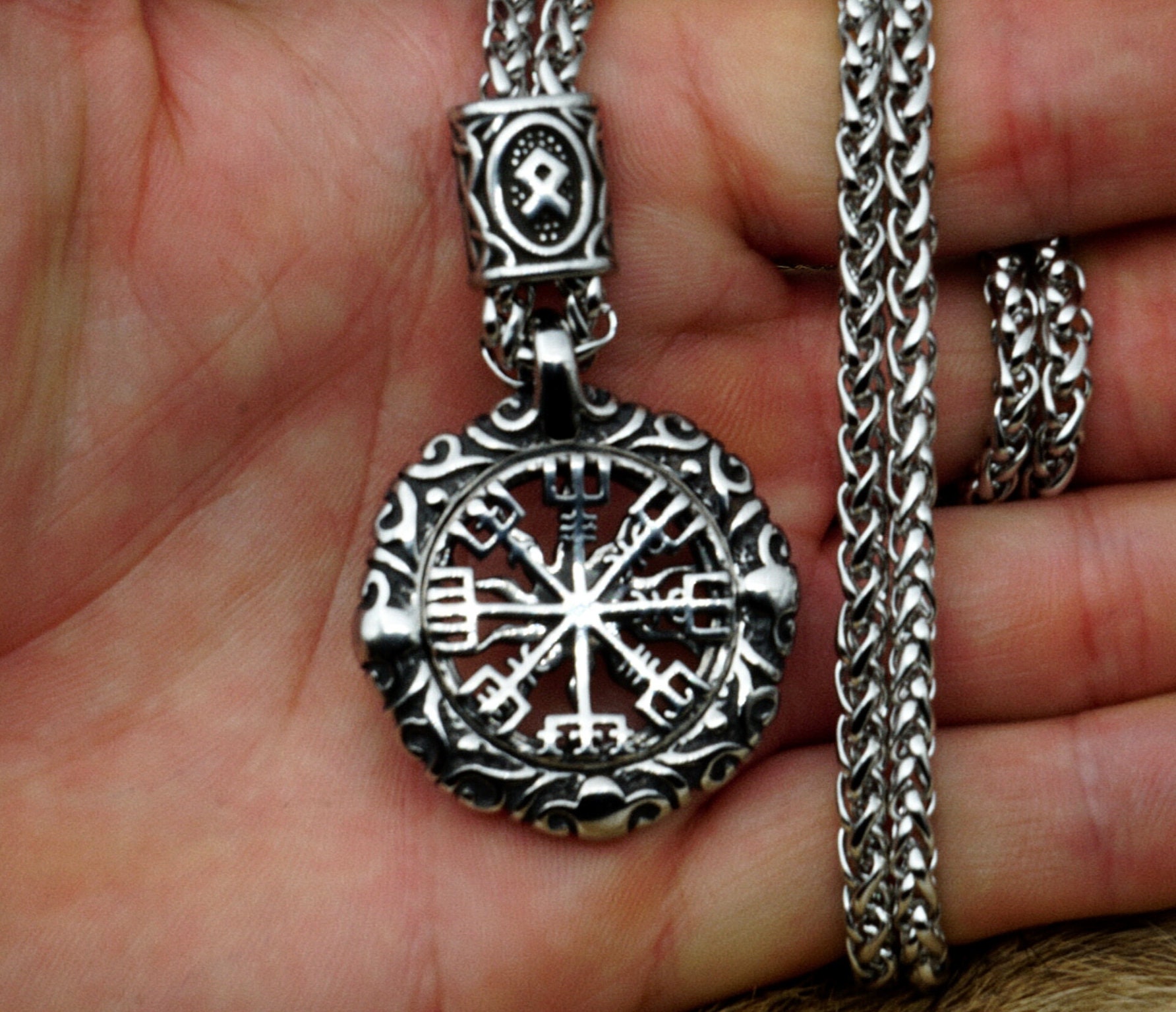 Viking Compass Pendant Sun Wheel Amulet Unique Pagan Jewelry Nordic ...