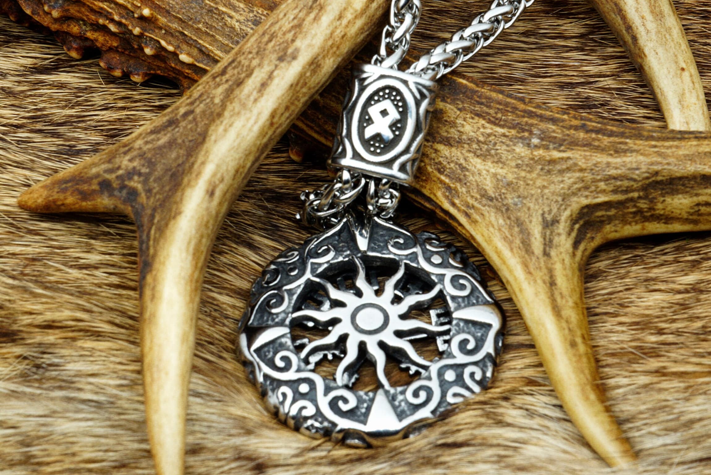 Viking Compass Pendant Sun Wheel Amulet Unique Pagan Jewelry Nordic ...
