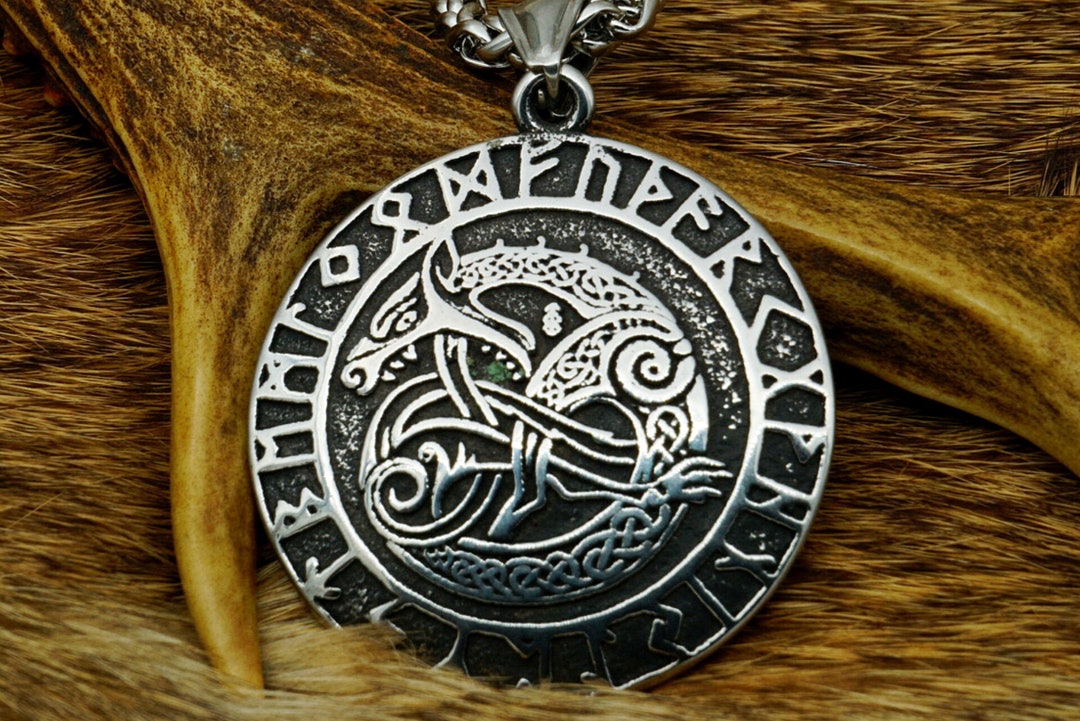 Fafnir the Dragon Necklace - Viking Necklace With Gjallarhorn and Runes ...