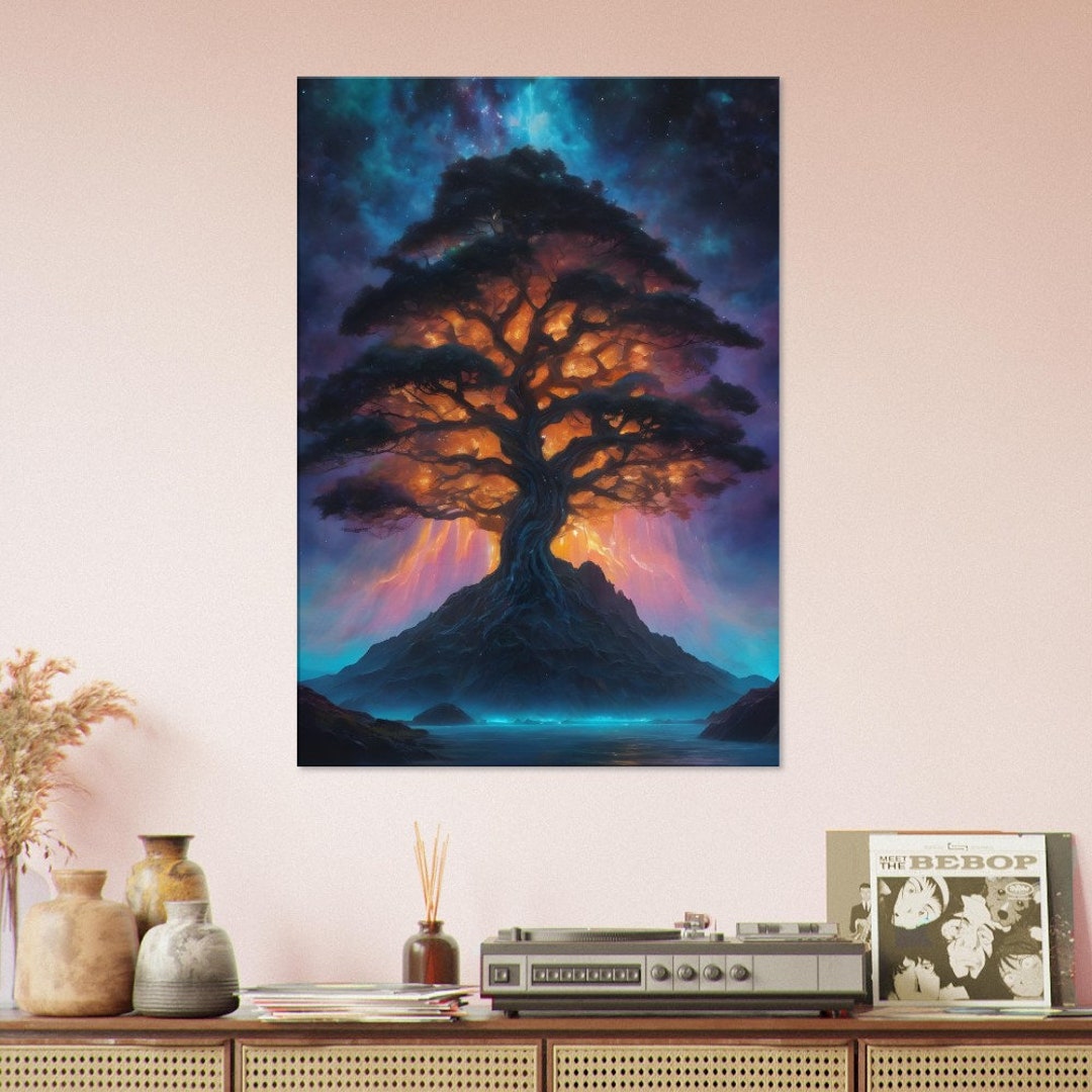 Toile Yggdrasil Toile Arbre de Vie Art Nordique Art Yggdrasil Paganisme ...