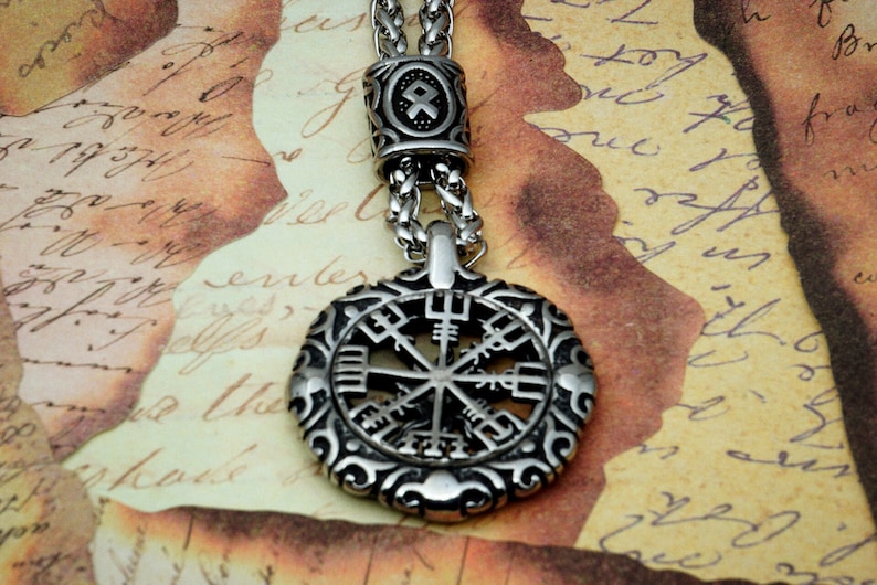 Viking Compass Pendant Sun Wheel Amulet Unique Pagan Jewelry Nordic ...
