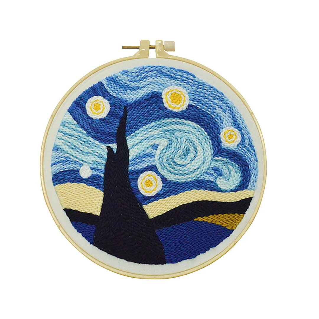 Van Gogh Starry Night Punch Needle Embroidery Starter Kits DIY Punch ...