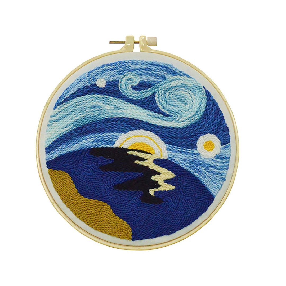 Van Gogh Starry Night Punch Needle Embroidery Starter Kits DIY Punch ...