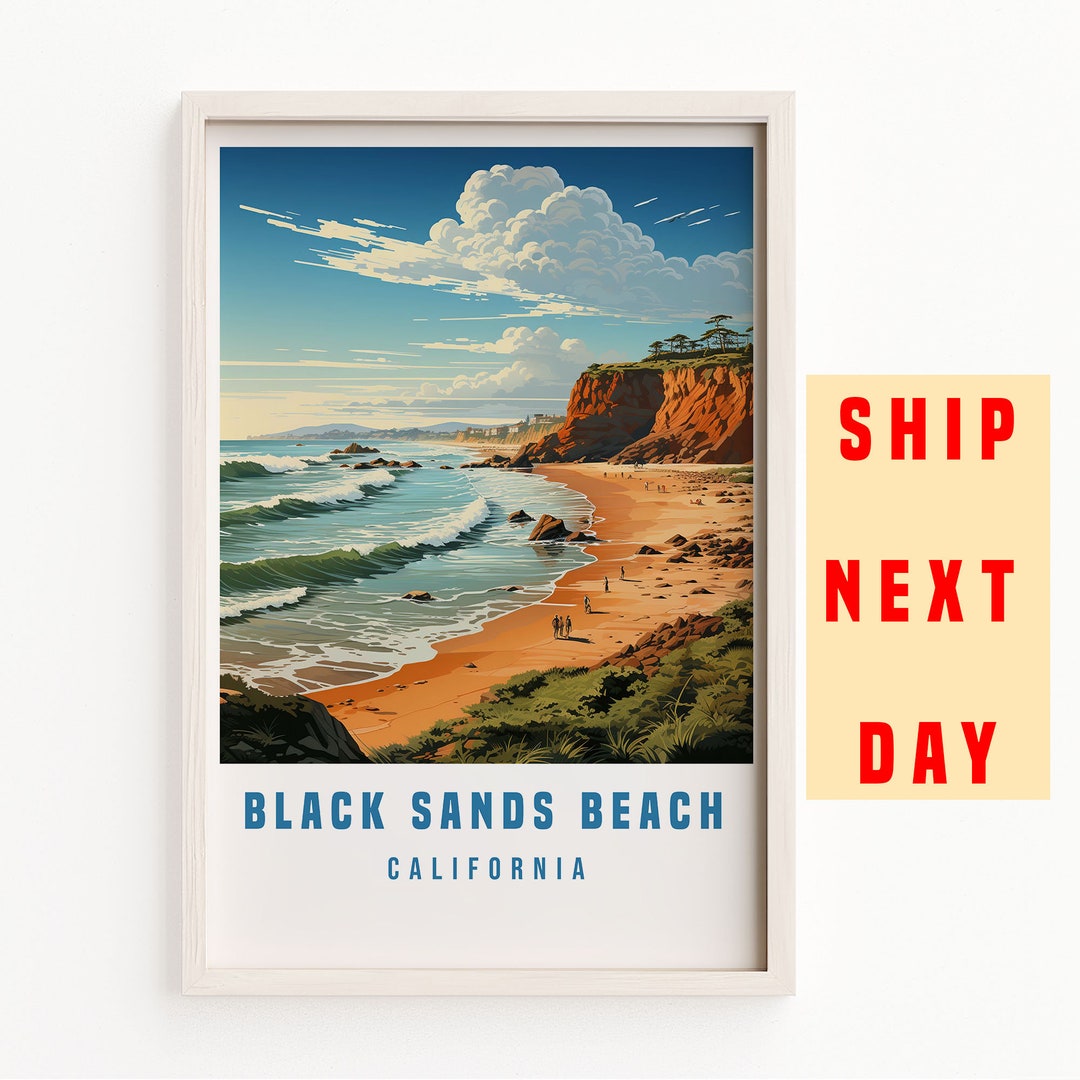 Black Sands Beach Travel Posters Wall Art Print Framed Gifts - Etsy