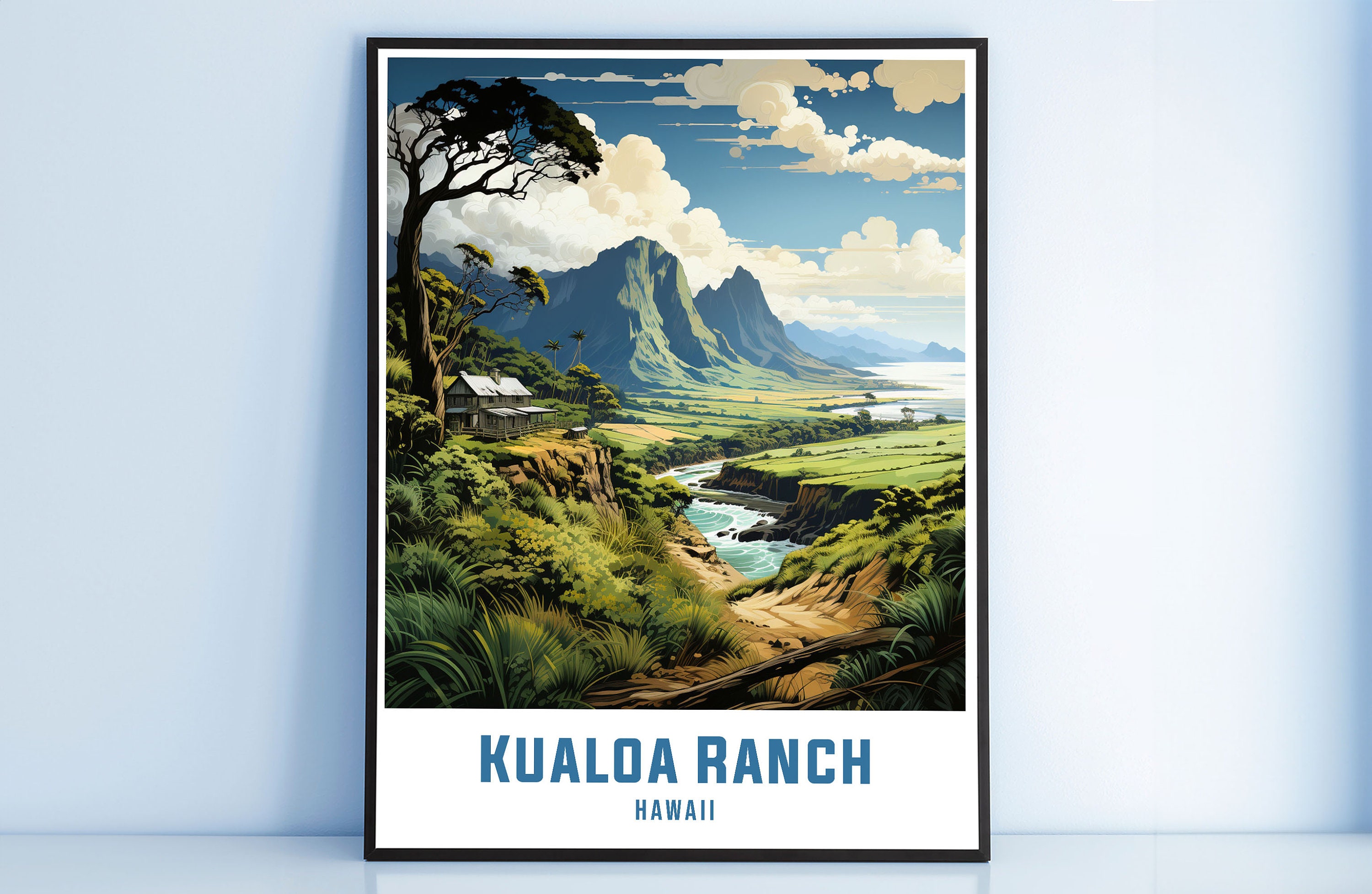 Kualoa Ranch Travel Posters Wall Art Print Framed Gifts - Etsy
