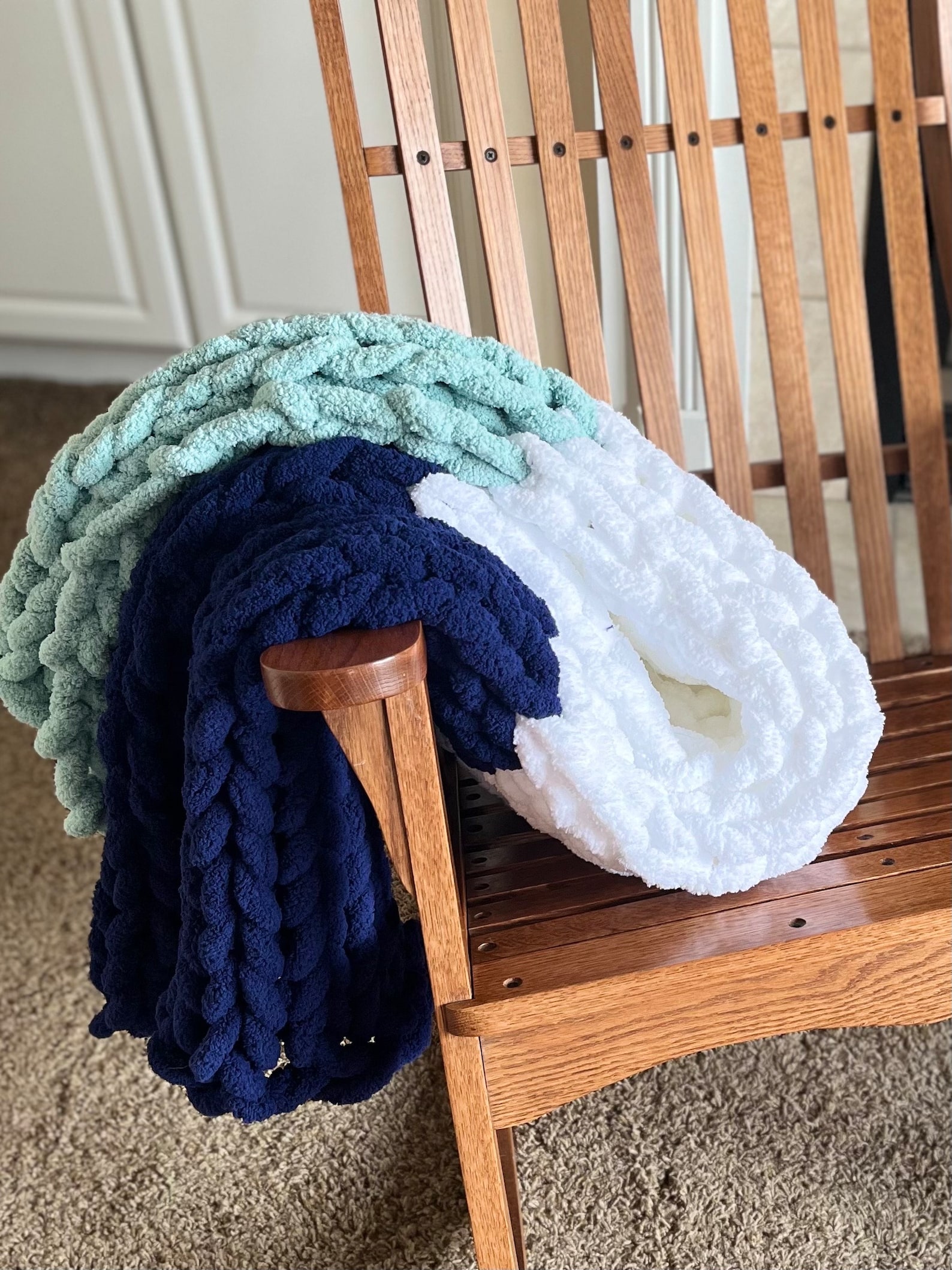 Chunky Knit Blanket, Thick Yarn Blanket, Hand Knit Blanket, Chunky Knit ...