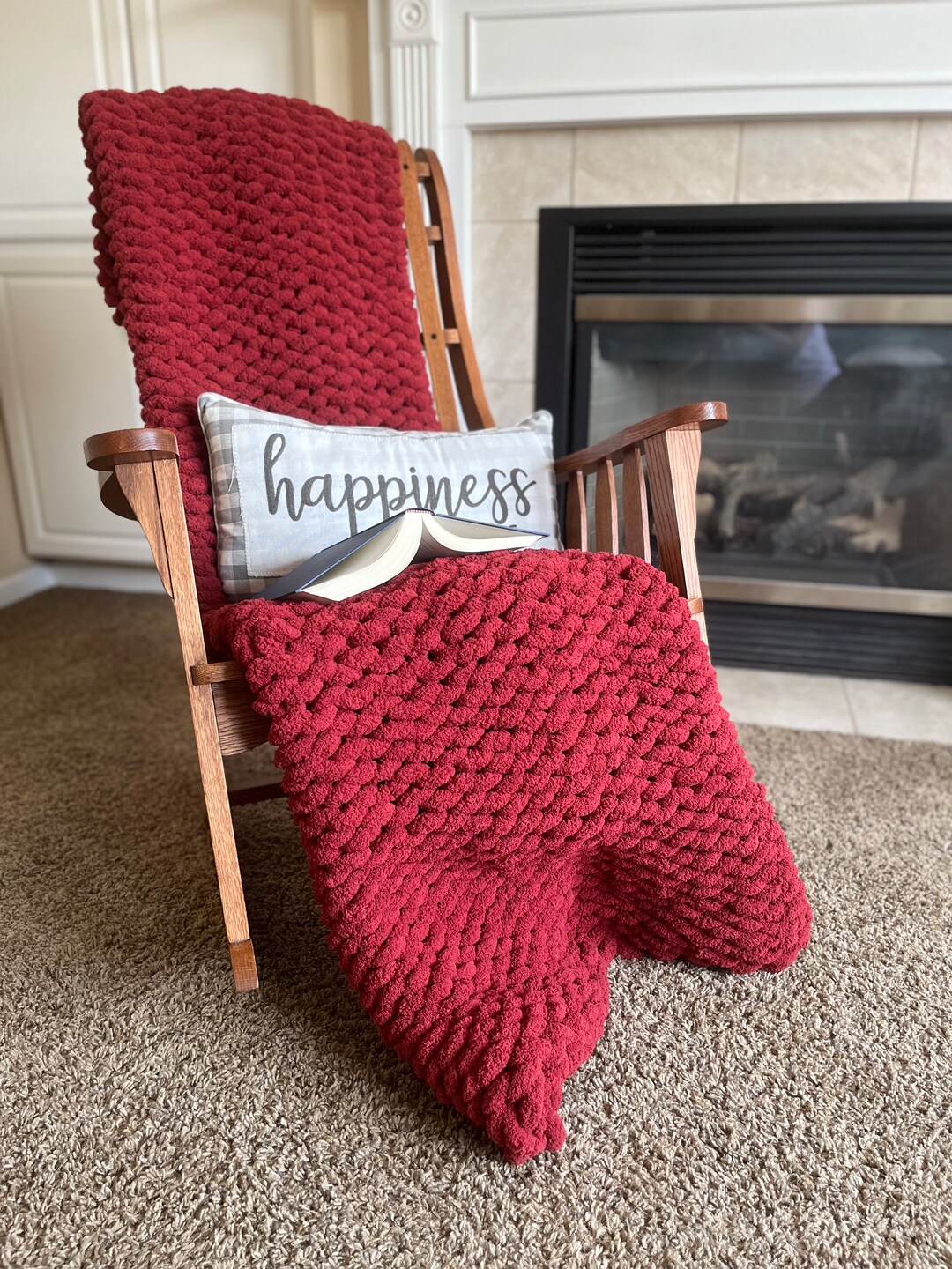 Chunky Knit Blanket, Hand Knit Blanket, Large Knit Blanket, Chunky ...