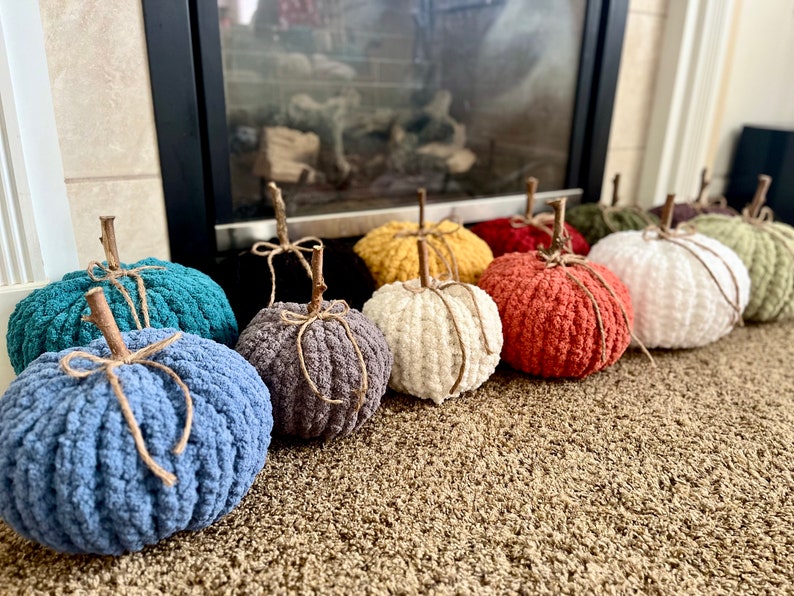 Chunky Knit Pumpkins, Handmade Pumpkins, Knitted Pumpkins, Fall Decor ...