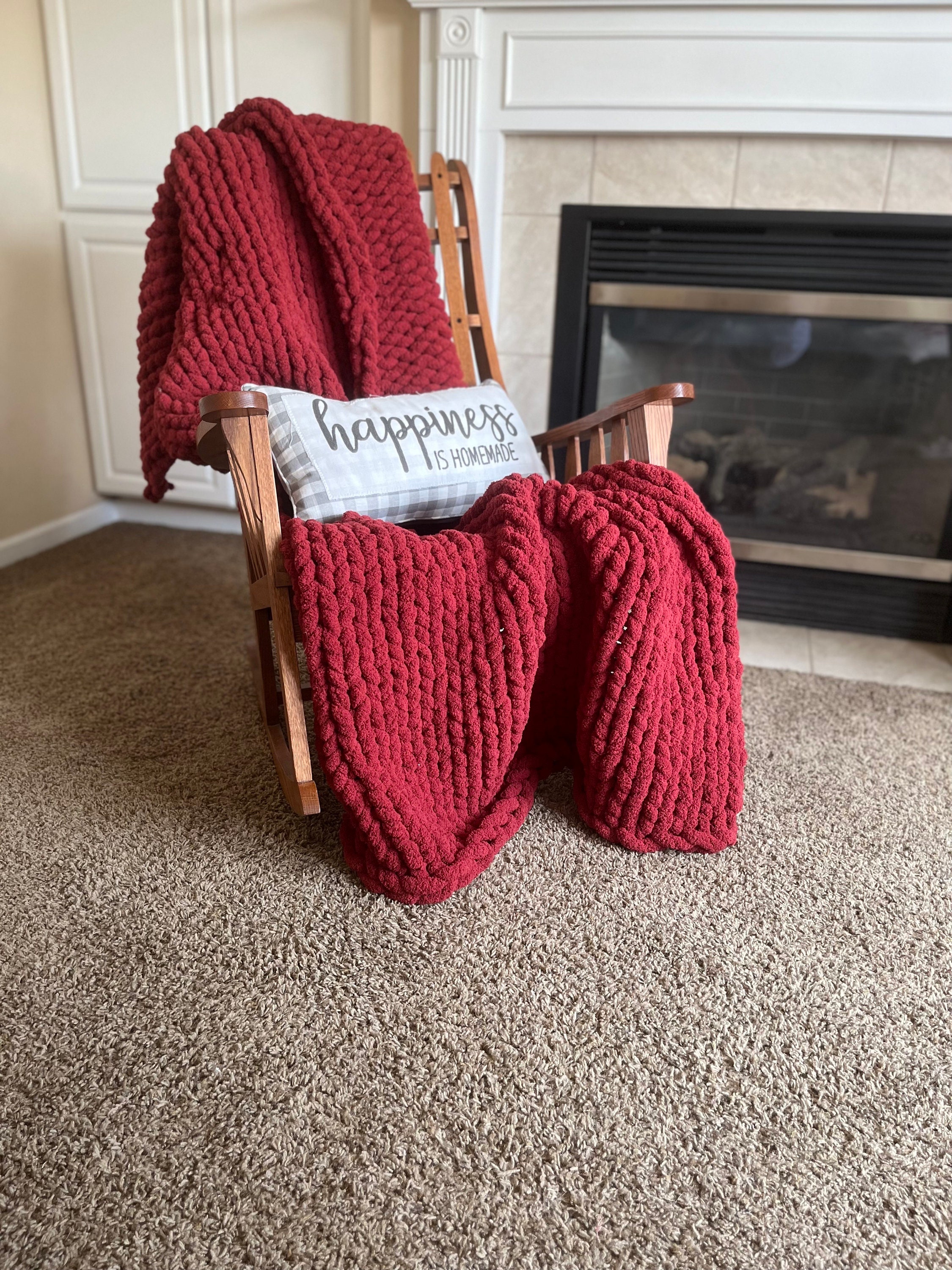 Chunky Knit Blanket, Hand Knit Blanket, Large Knit Blanket, Chunky ...