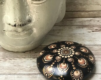 Dot Art Mandala Stone Hand Painted Rock Paperweight Mandala Meditation ...