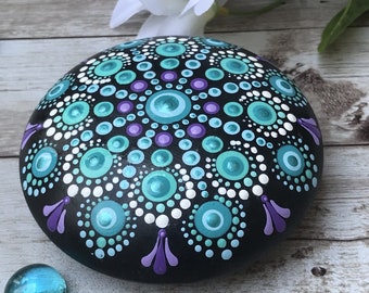 Dot Art Mandala Stone Paperweight Hand Painted Rock Meditation Medium ...