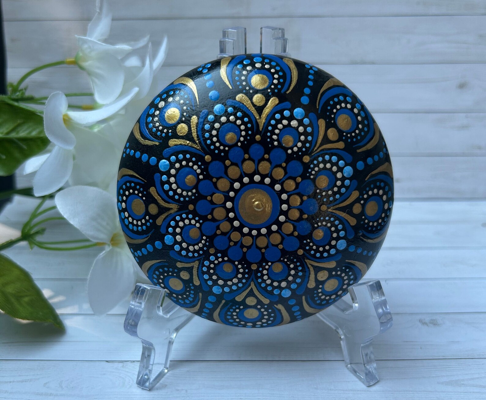 Dot Art Mandala Stone Hand Painted Rock Paperweight Mandala - Etsy