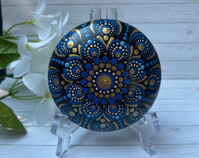 Dot Art Mandala Stone Hand Painted Rock Paperweight Mandala Meditation ...
