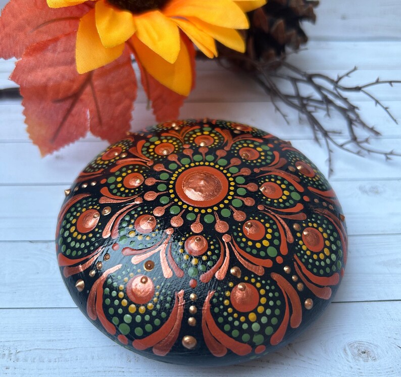 Dot Art Mandala Stone Hand Painted Rock Paperweight Mandala - Etsy