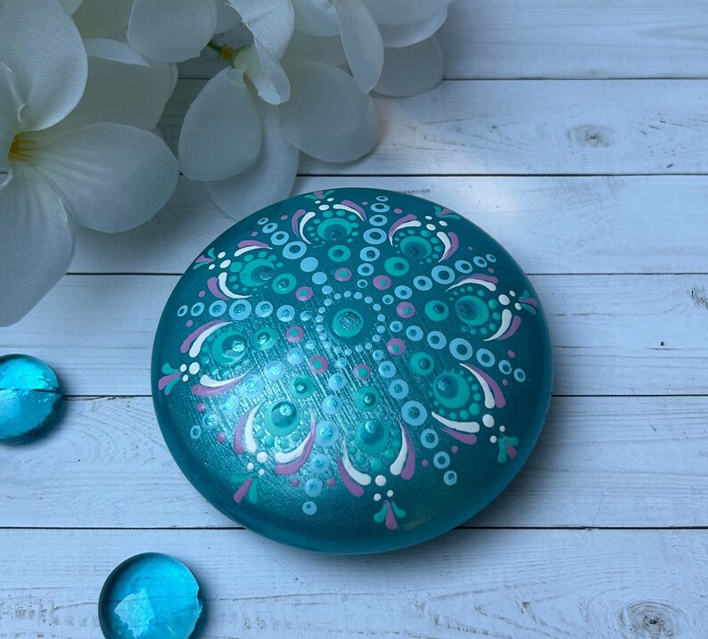 Dot Art Mandala Stone Hand Painted Rock Paperweight Mandala - Etsy