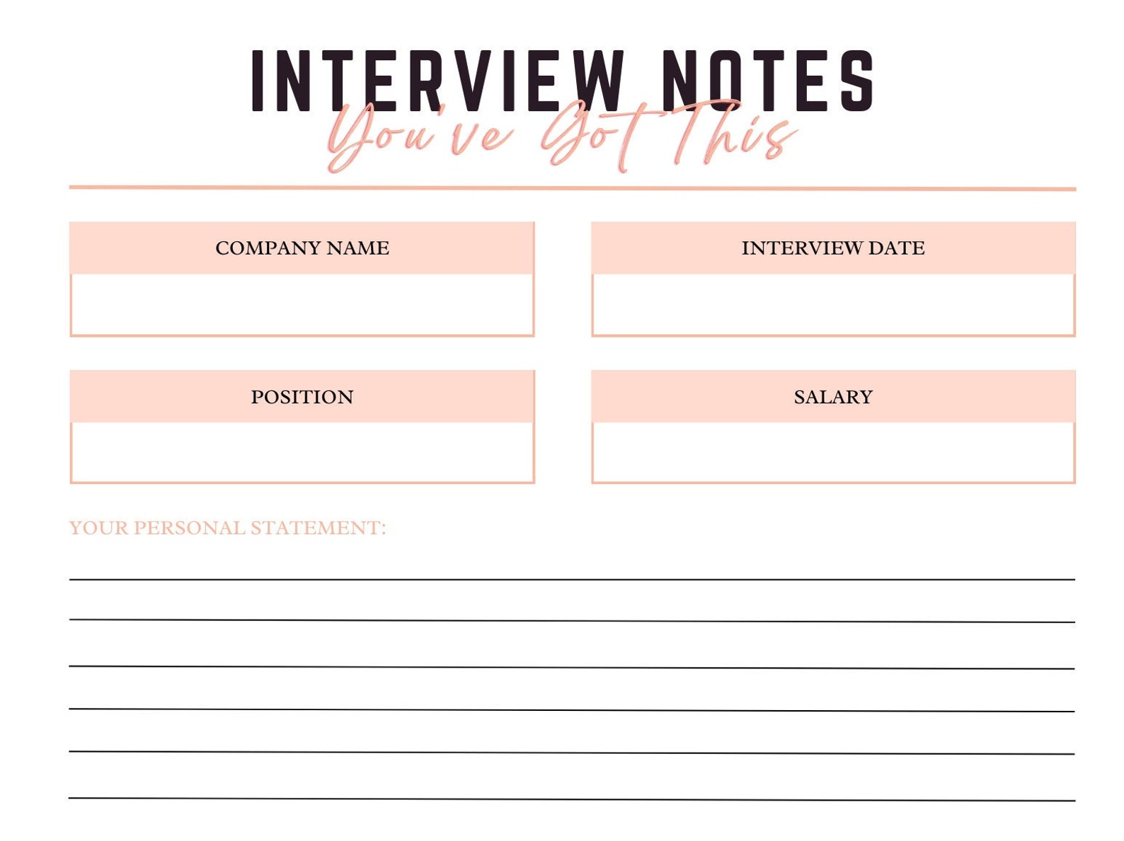 Printable Interview Notes Page - Etsy