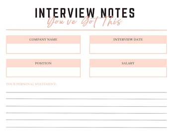 Printable Interview Notes - Etsy
