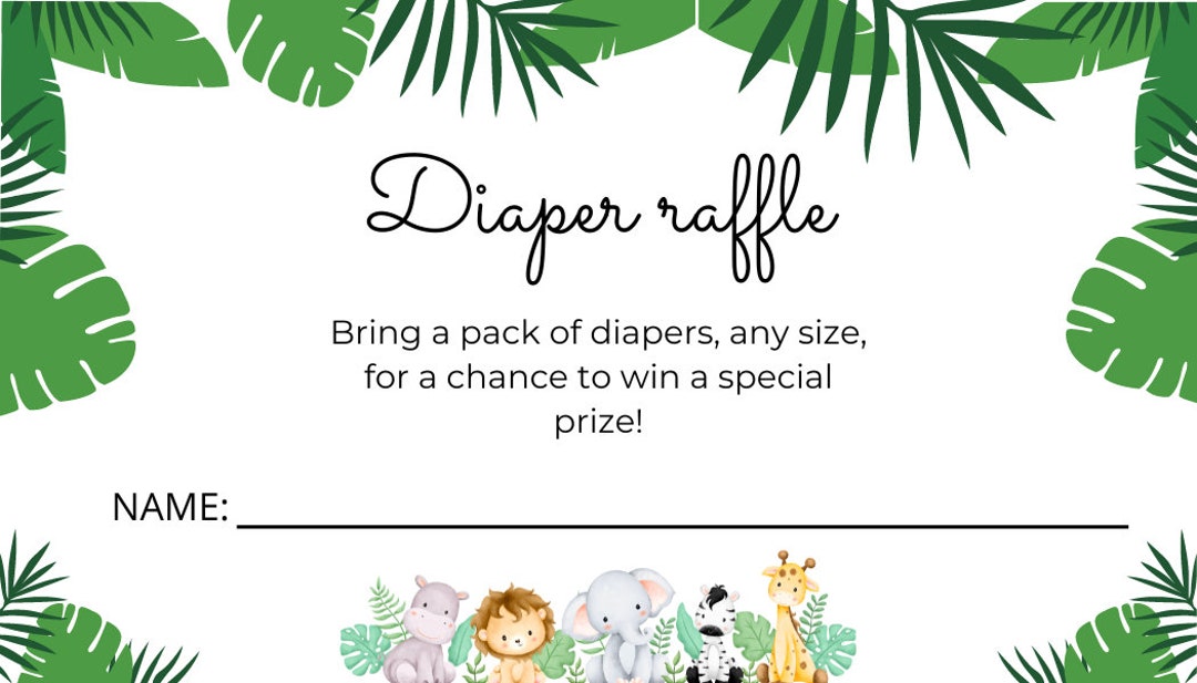Baby Shower Safari Theme Diaper Raffle Card - Etsy