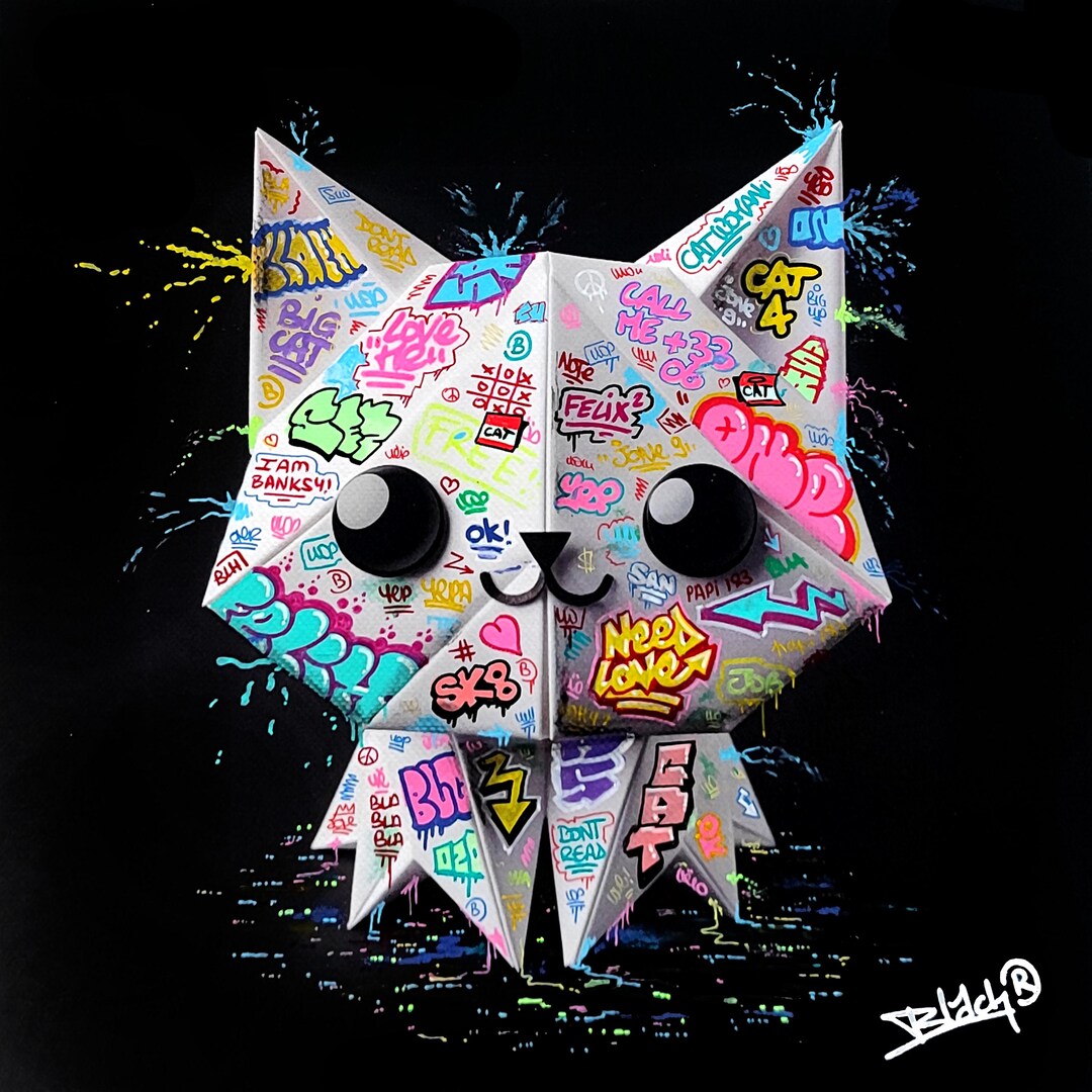 Shadow Cat Origami Graffiti Art by Blach® - Etsy