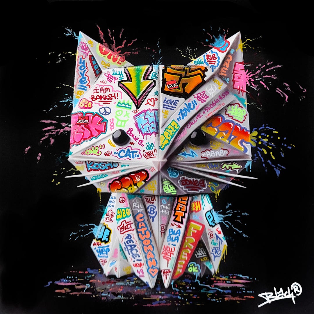 Shadow Cat Women Origami Graffiti Art by Blach® - Etsy
