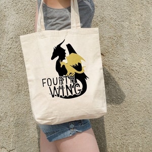 Bookish Shopping Tote, Fourth Wing, Natural Cotton Tote, Shoulder Bag ...