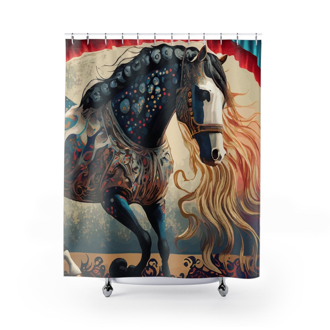 Bejeweled Horse With Long Mane Shower Curtain - Etsy