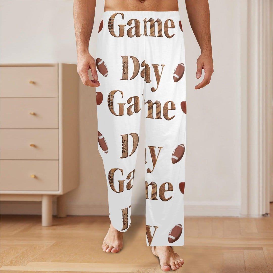 Men's Game Day Print With Footballs Pajama Pants - Etsy
