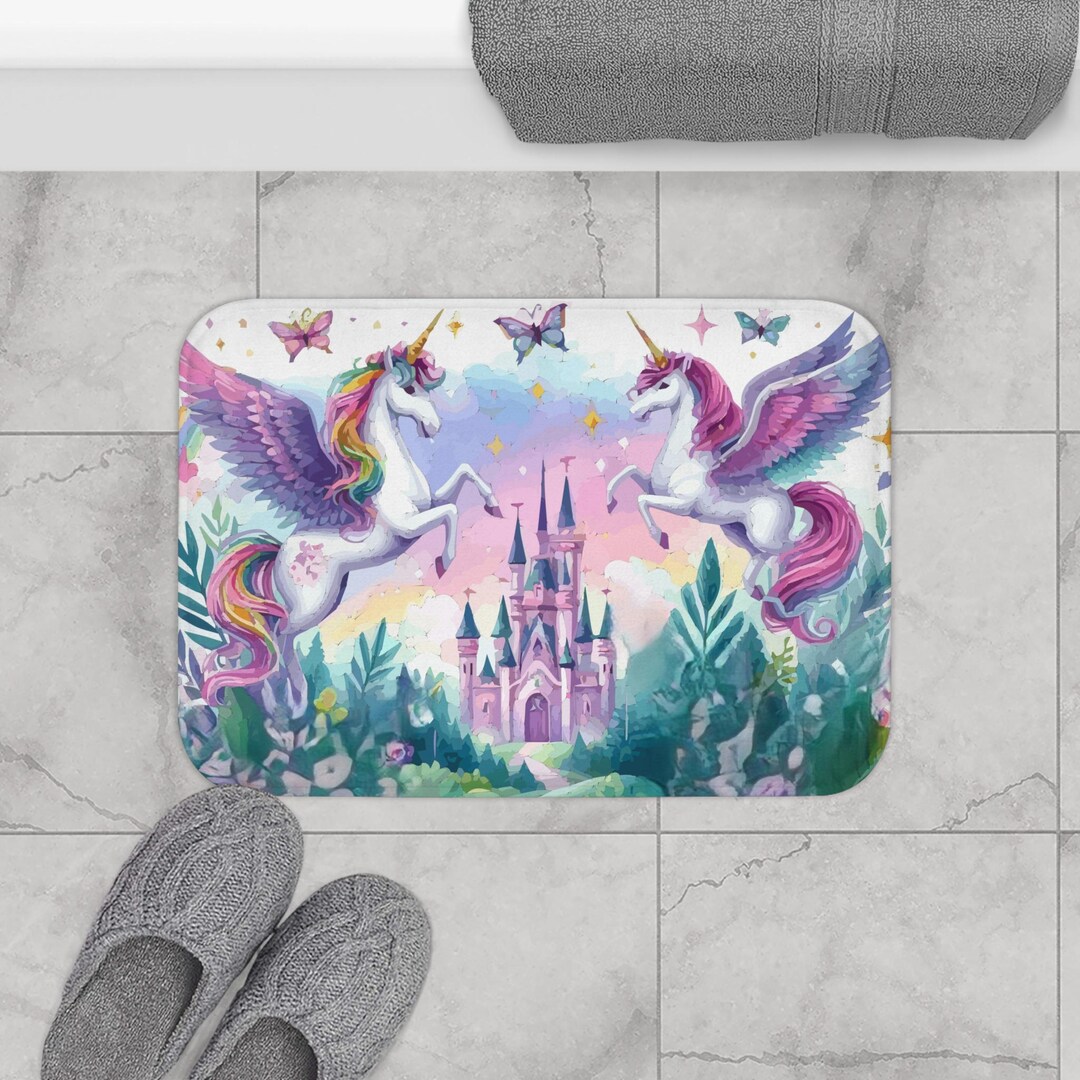 Purple Flying Unicorns Bath Mat - Etsy