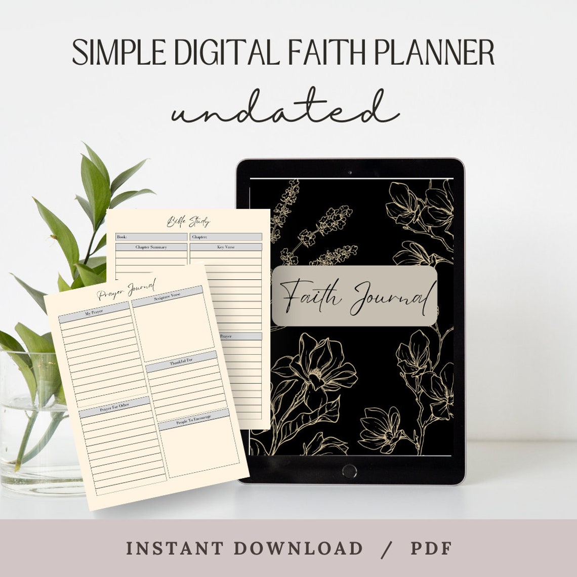 Simple Faith Undated Digital Planner / Prayer Journal / Sermon Notes ...