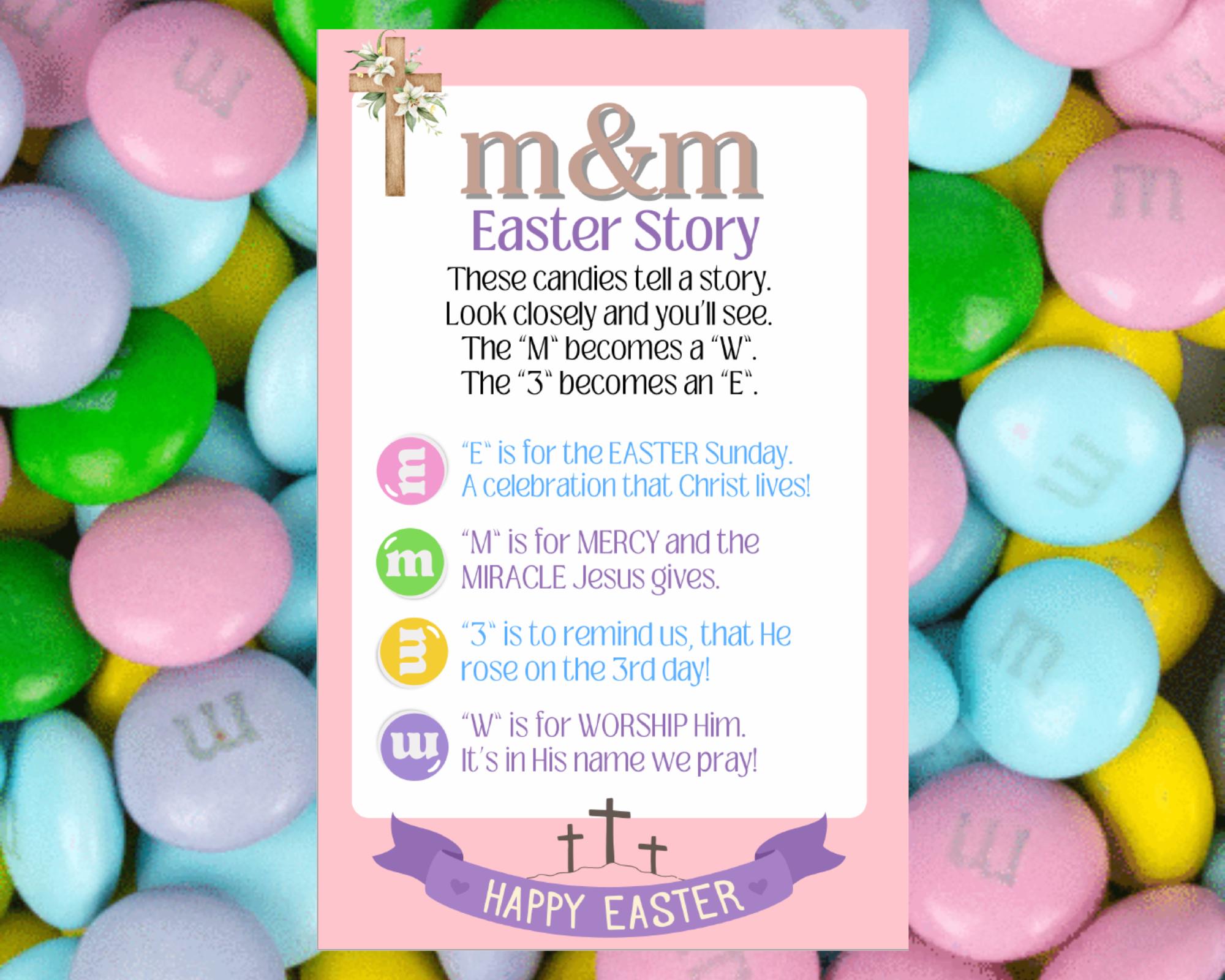 M&M Easter Story Poem Printable, He is Risen, Jesus, Christian Gift ...