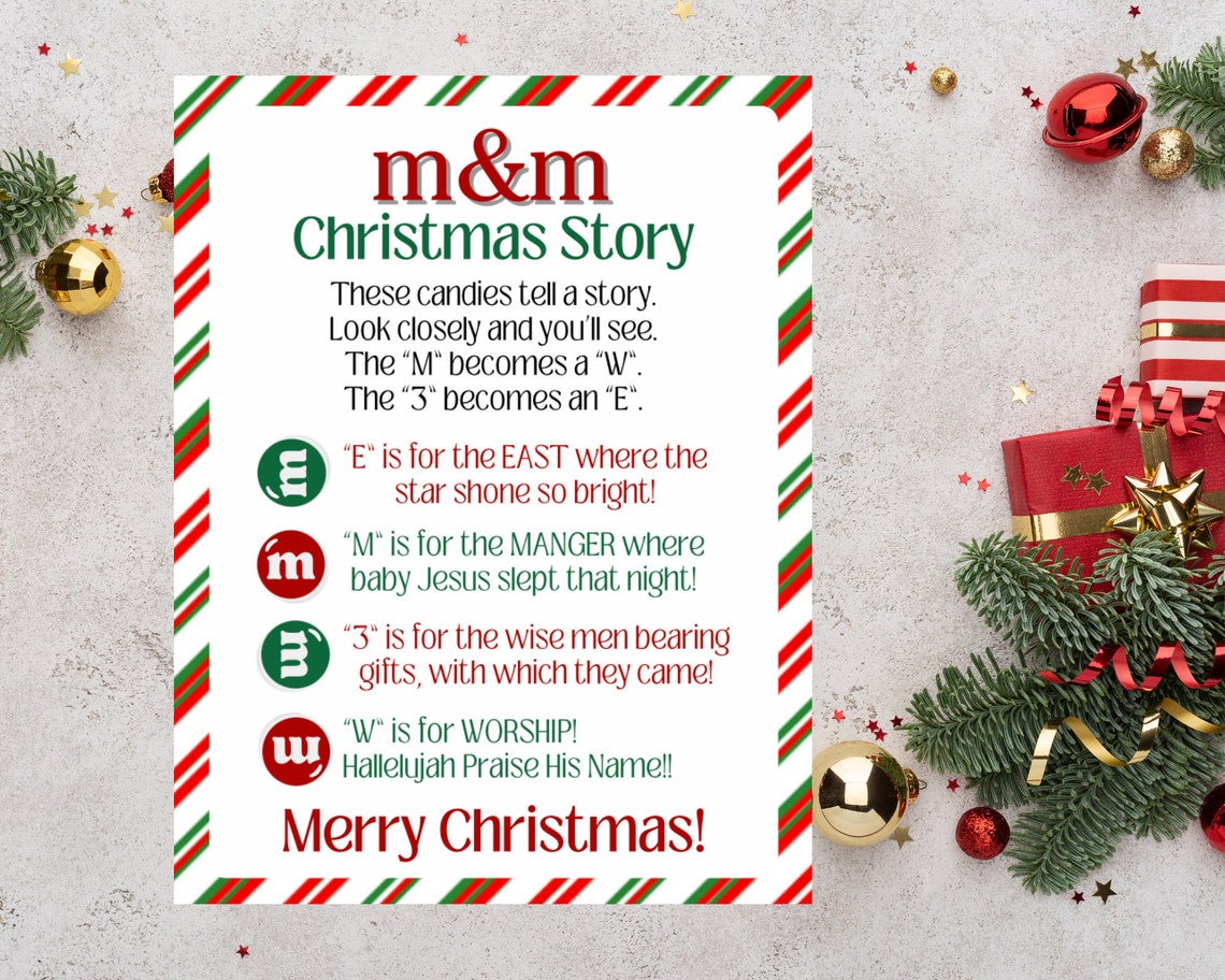 M&M Christmas Story Poem Printable, Nativity Story, Jesus Birth ...