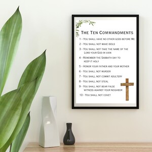The 10 Commandments Wall Art, Neutral and Green Scripture, Christian ...
