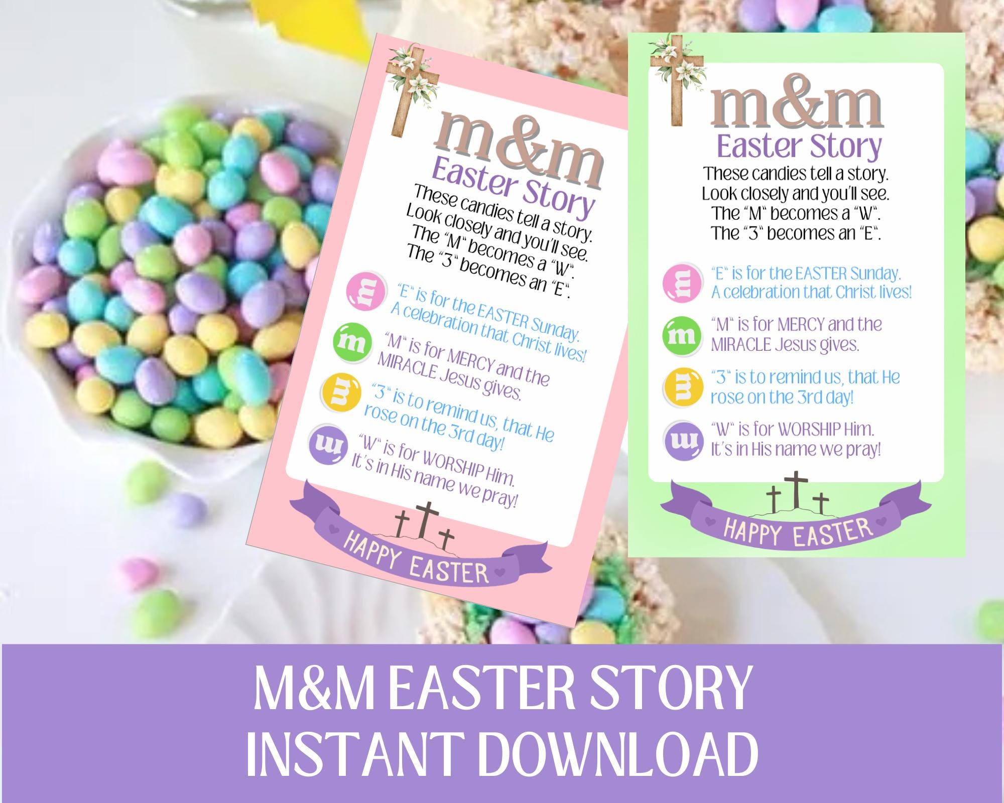 M&M Easter Story Poem Printable, He is Risen, Jesus, Christian Gift ...