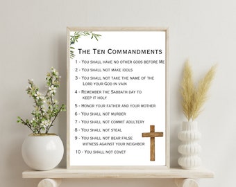 The 10 Commandments Wall Art, Girls Pink and Green Scripture, Christian ...