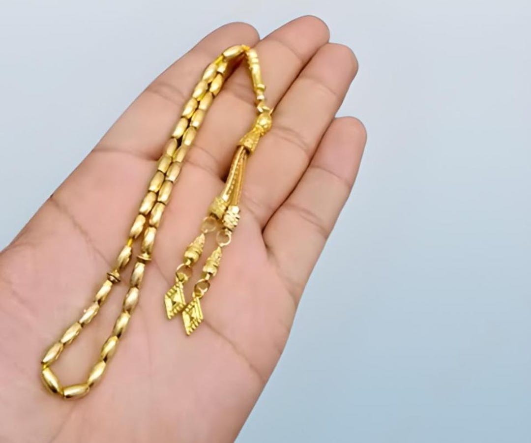 Metal Gold Misbaha Tasbih - 33 Muslim Prayer Beads for Daily Tasbih ...