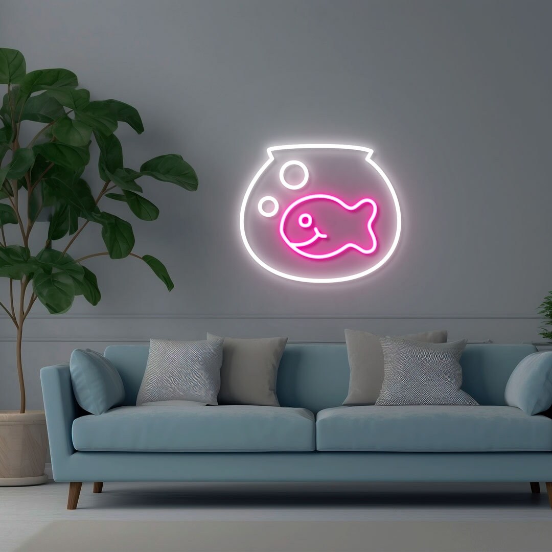 Goldfish in Tank LED Neon Sign | Home & Living Room Decor | Custom Neon ...