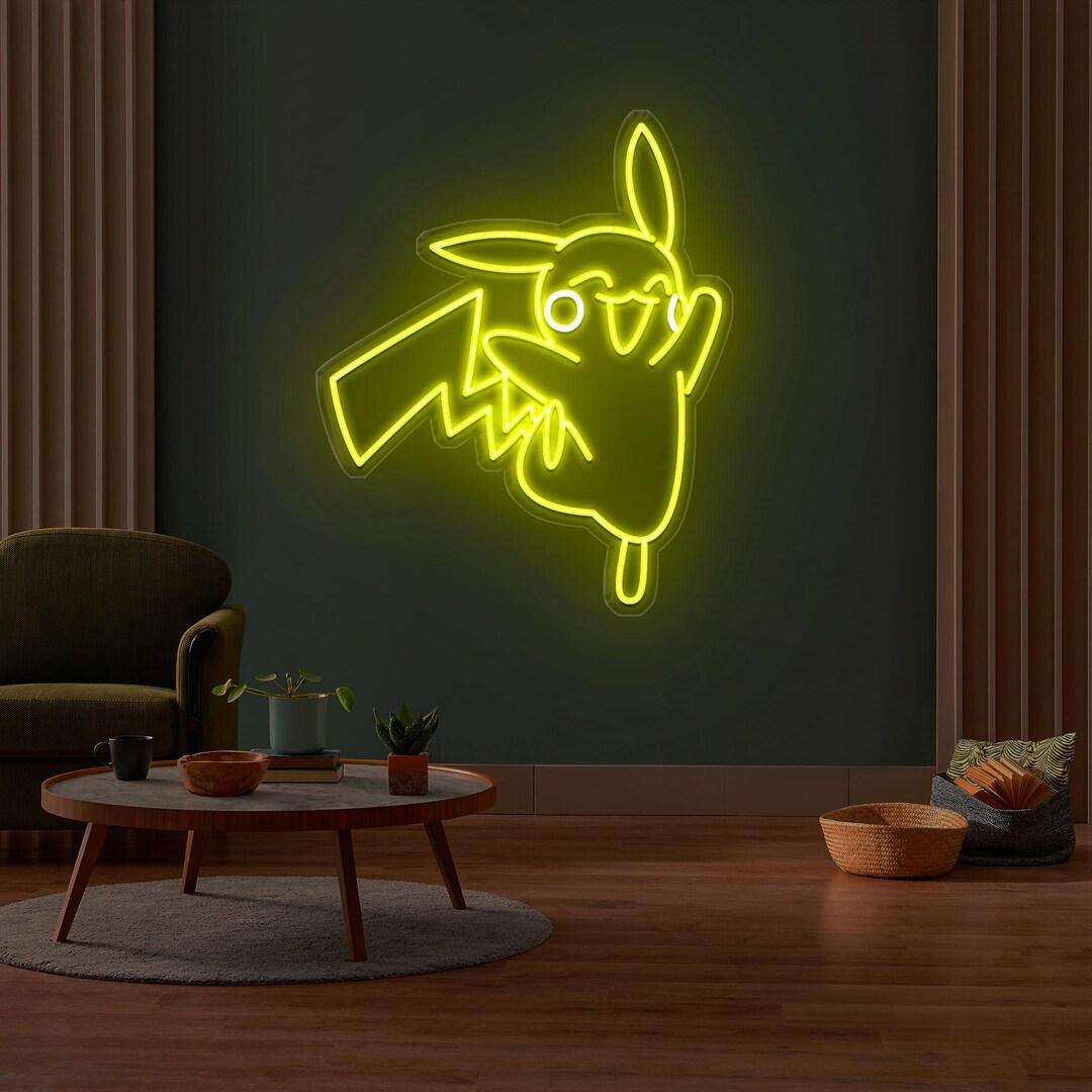 Pikachu Neon Sign | Pokemon Wall Light | Neon for Kids | Game Room ...