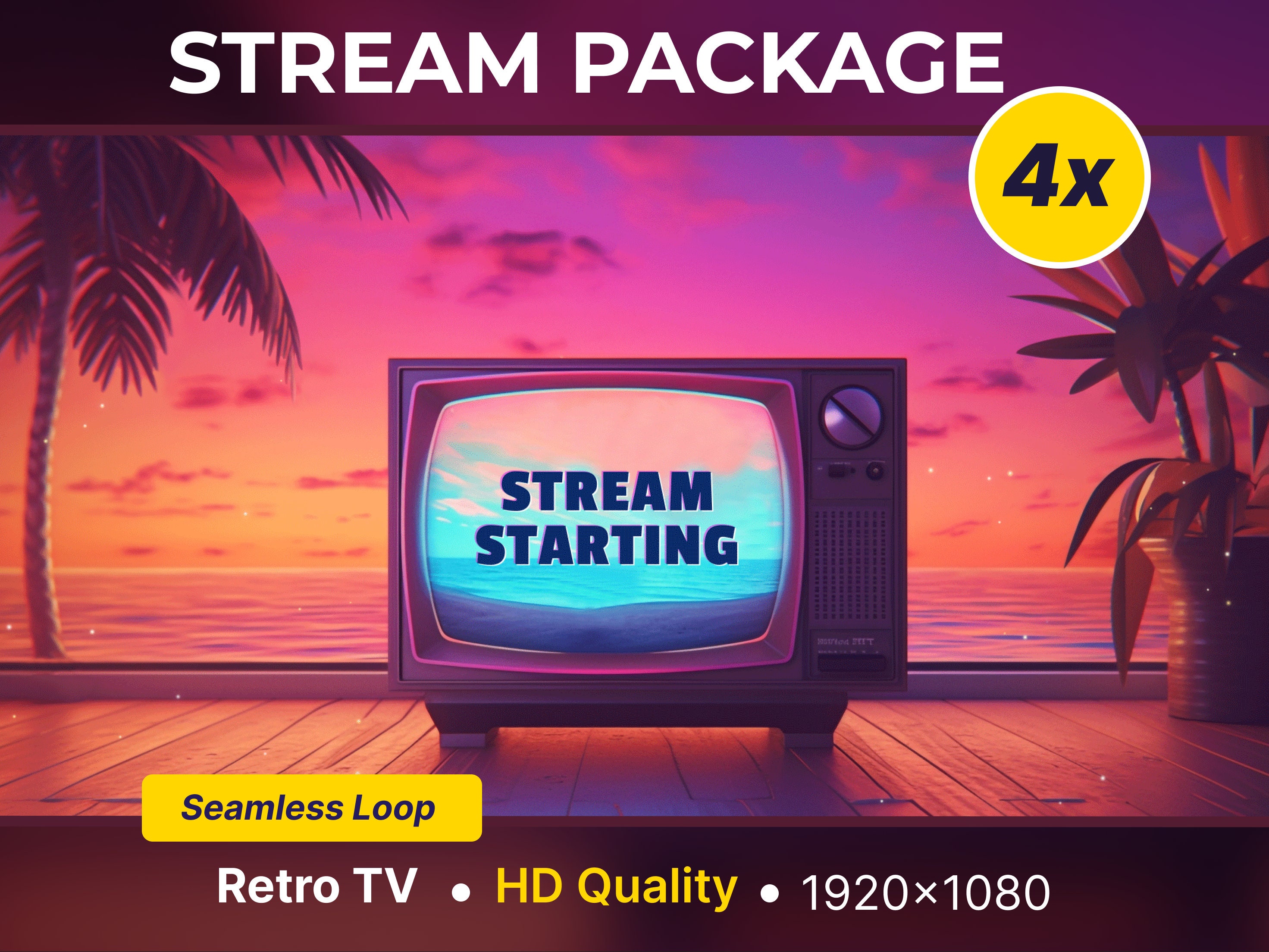 Animated Stream Pack Retro Tv Twitch Stream Package Twitch Screens ...