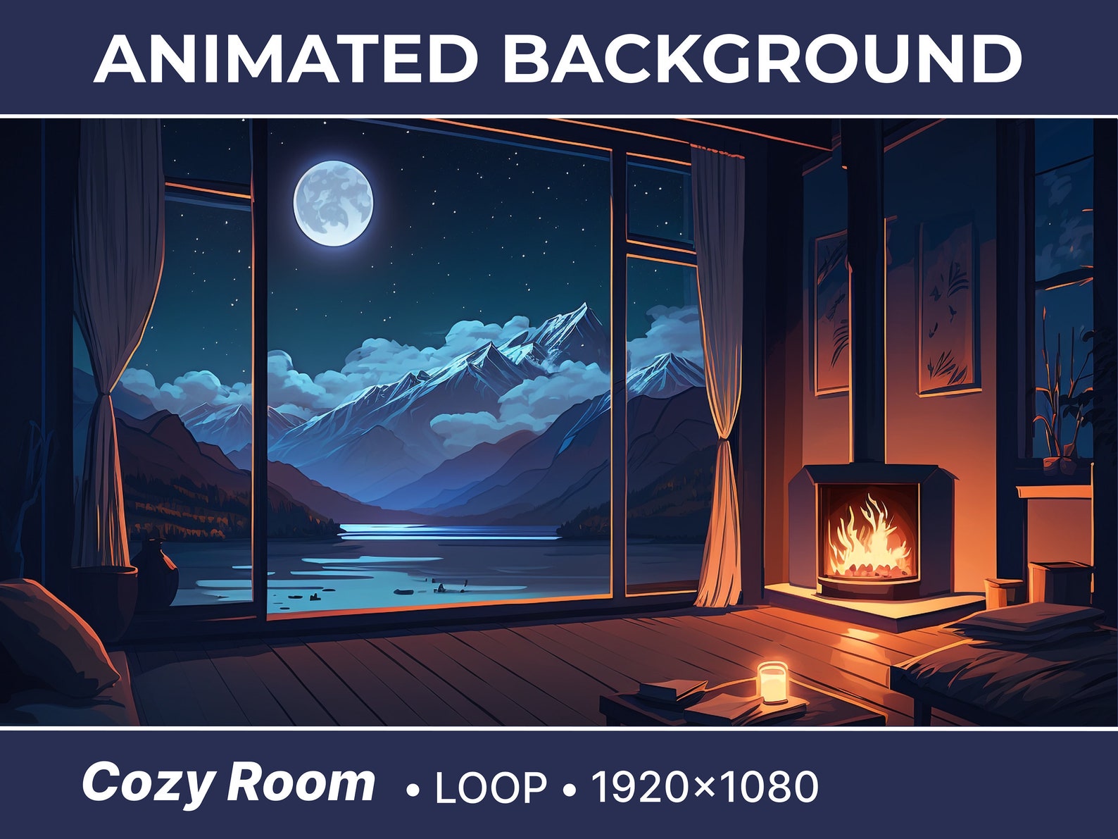 Animated Virtual Background Cozy Room Amazing View Looped Vtuber ...