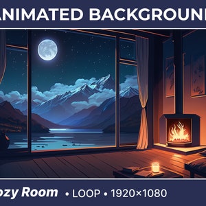 Animated Virtual Background Cozy Room Amazing View Looped Vtuber ...