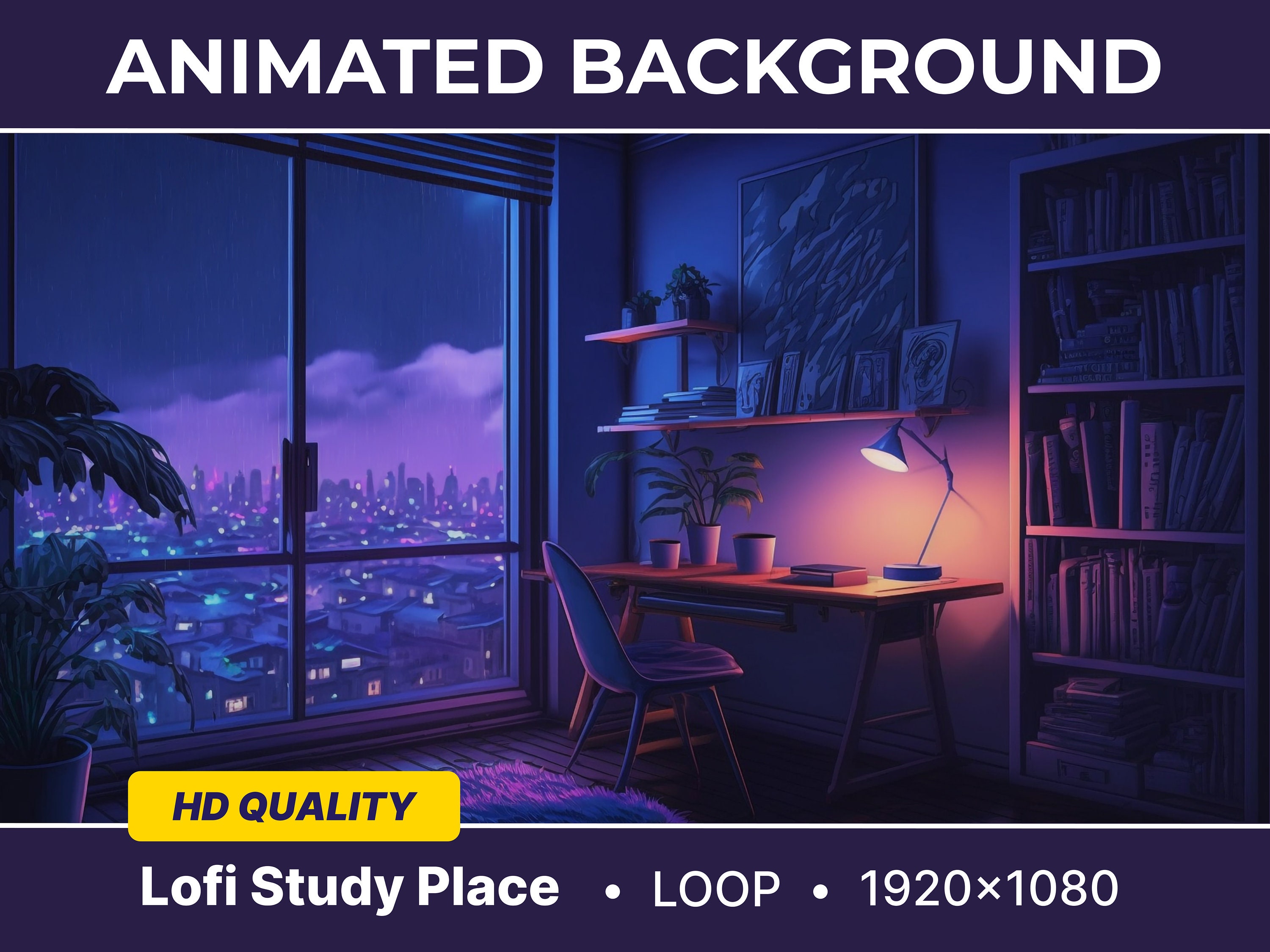 Lofi Stream Overlay Lofi Study Looped Vtuber Background - Etsy