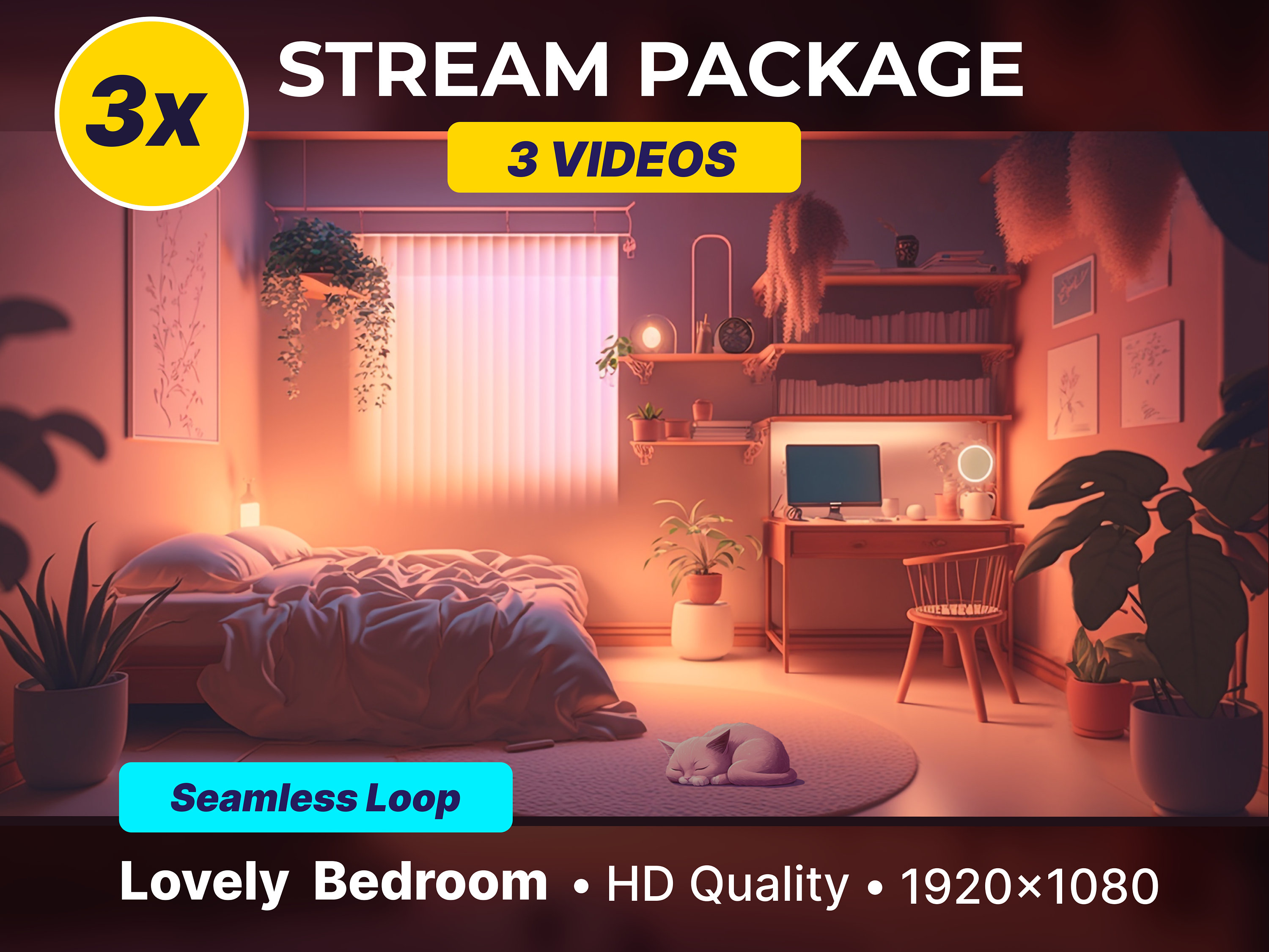 Twitch Stream Package Animated Virtual Background Lovely - Etsy