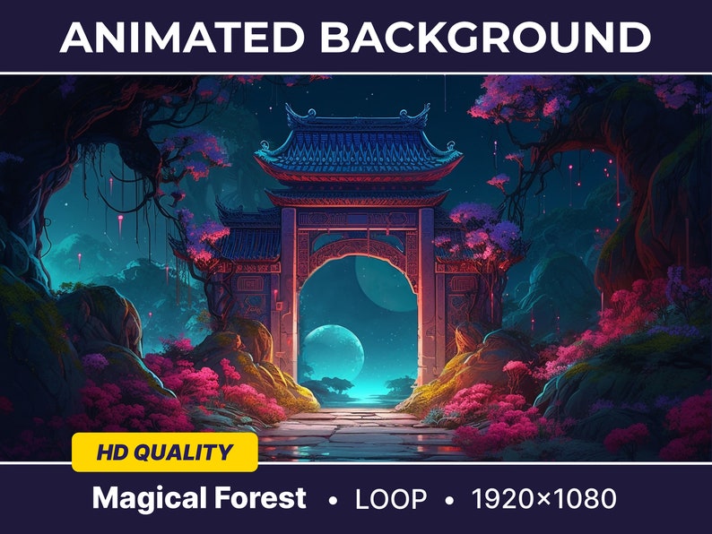 Animated Virtual Background A Magical Forest Looped Vtuber Background ...