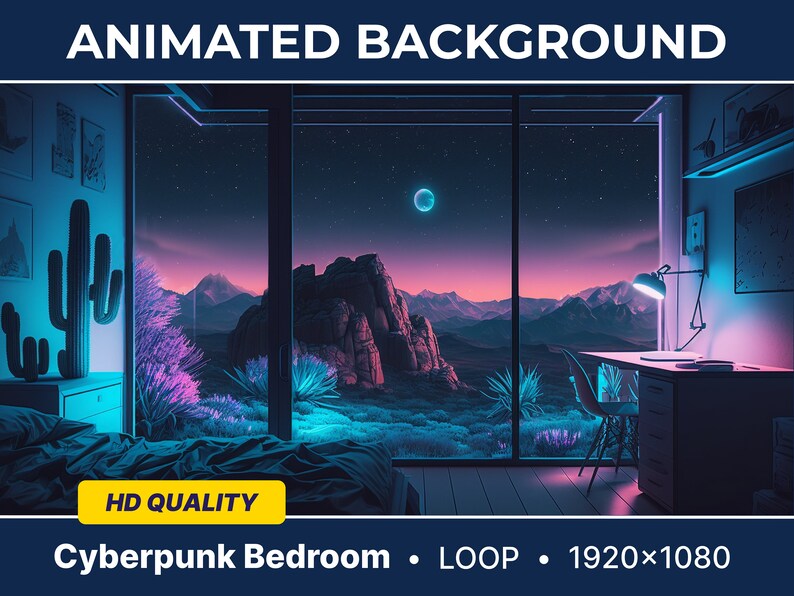 Animated Virtual Cyberpunk Bedroom Looped Vtuber Background - Etsy