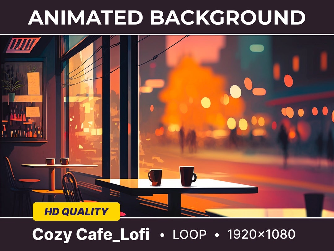 Animated Virtual Background Cozy Cafe Lofi Looped Vtuber Background ...