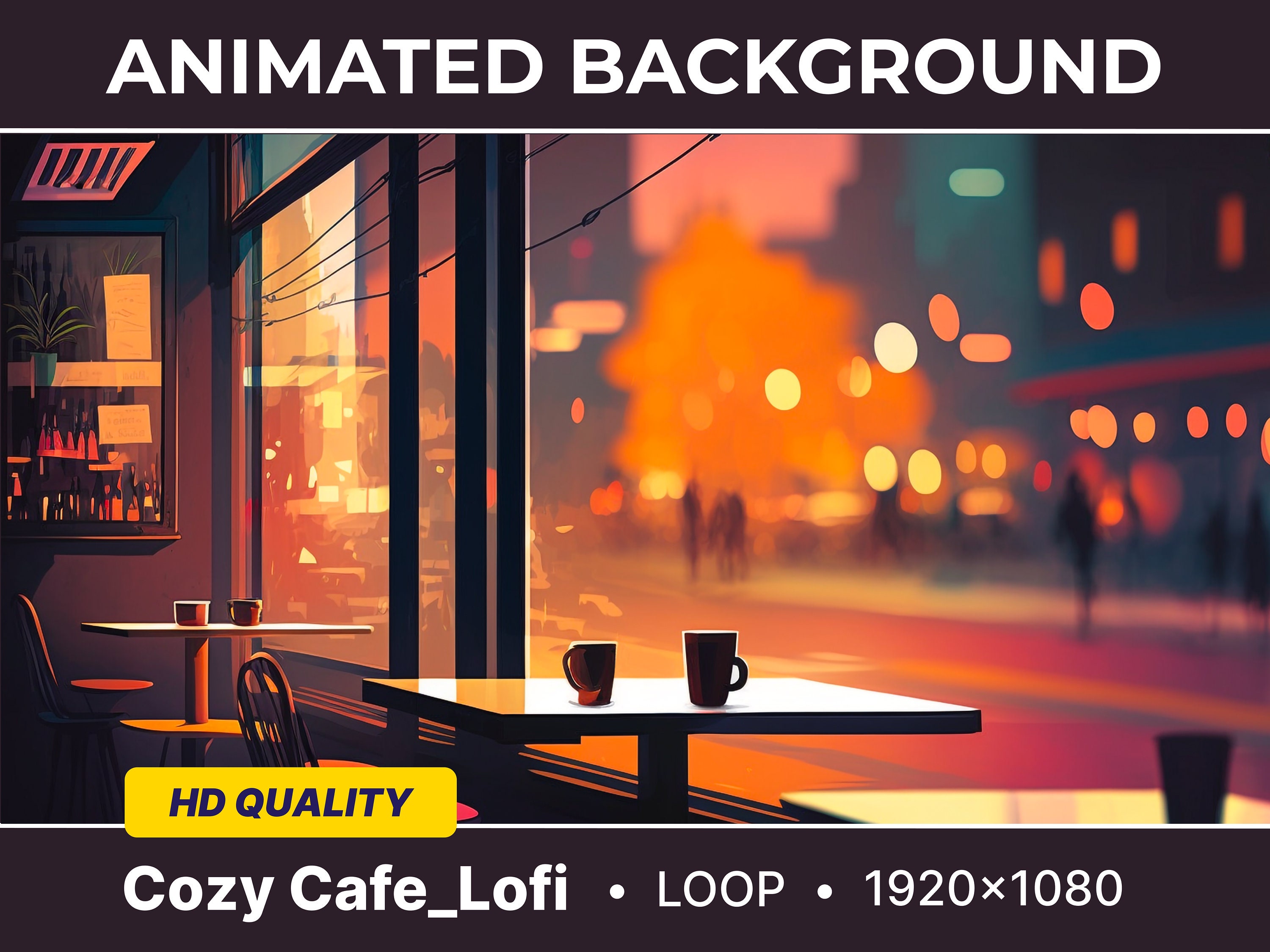 Animated Virtual Background Cozy Cafe Lofi Looped Vtuber Background ...