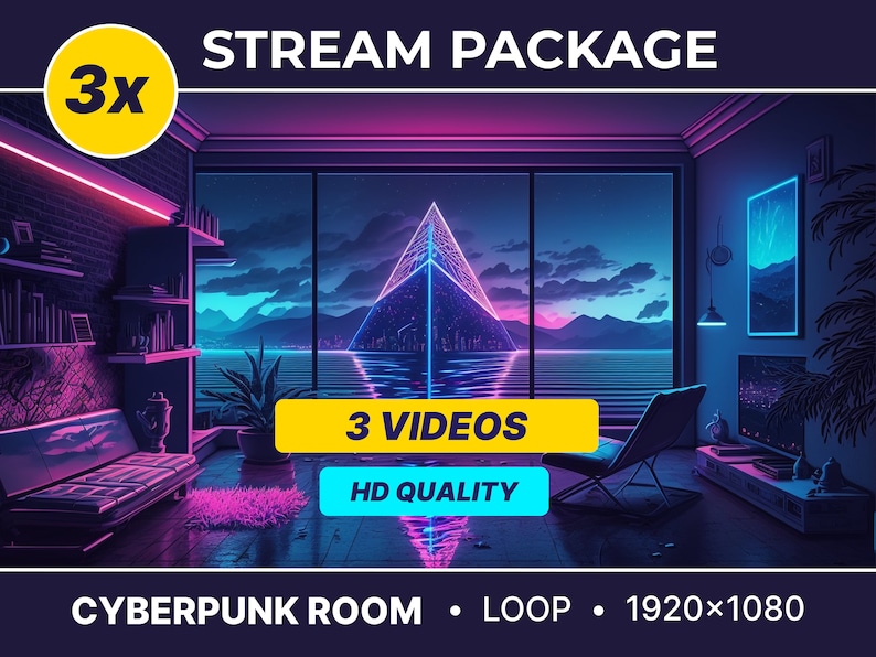 Animated Virtual Background Cyberpunk Room Looped Twitch - Etsy