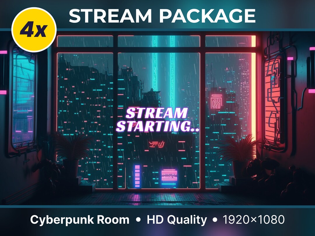 Animated Stream Pack Cyberpunk Room Twitch Streaming Package Animated ...